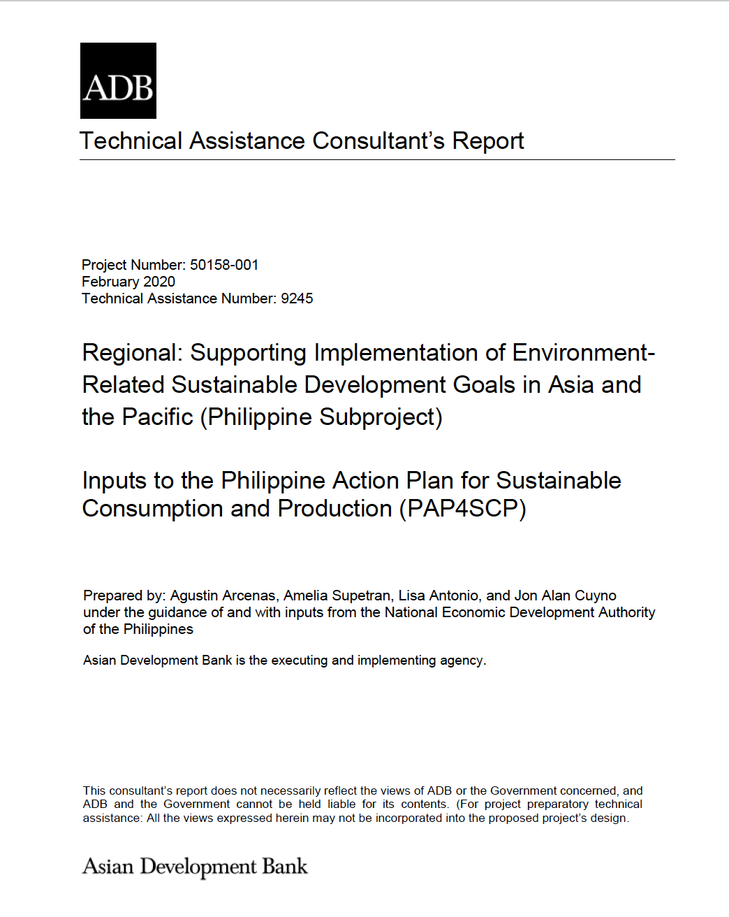 Inputs to the Philippine Action Plan for Sustainable Consumption and ...